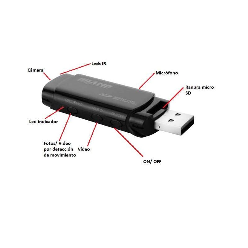 USB spy Full HD 1080p with night vision and motion